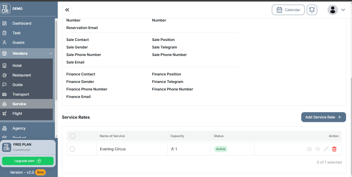 How to add service rate - Tourflow System